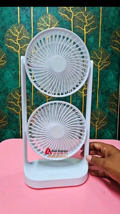 Double-Head High Wind Air Circulation Desktop Fan Portable Double-Layer ...