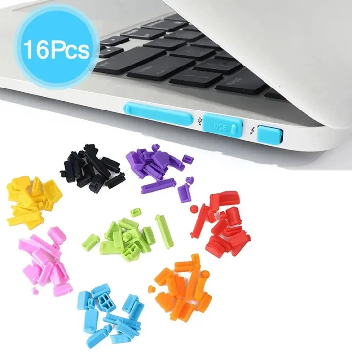 16pcs Colorful Anti Dust Plug for Laptop Silicone Cover Stopper Laptops ...