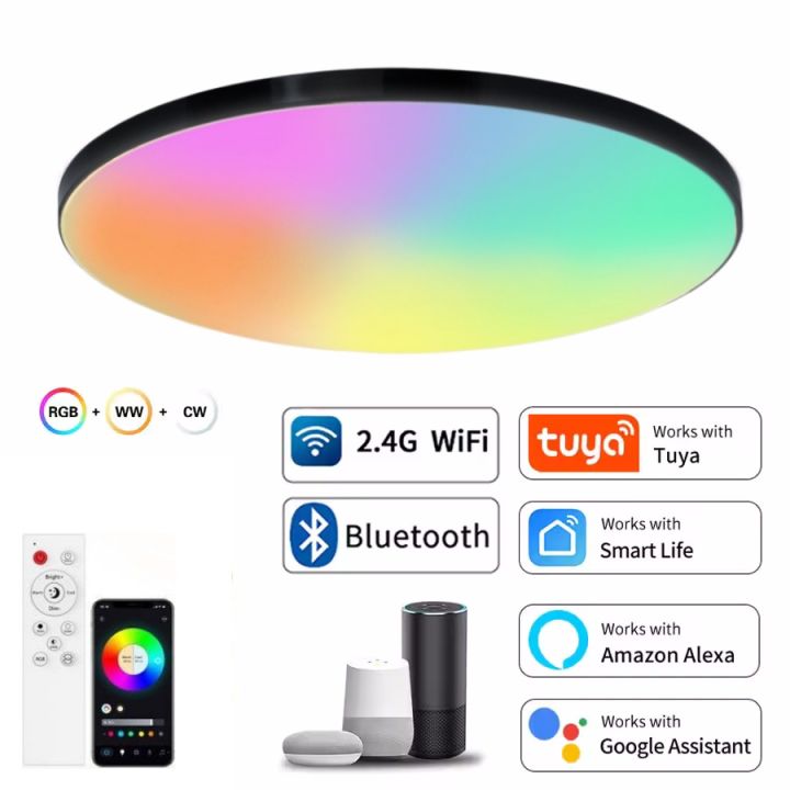 Smart Tuya Ceiling Light WIFI Round RGB APP Remote Dimming Alexa Google ...