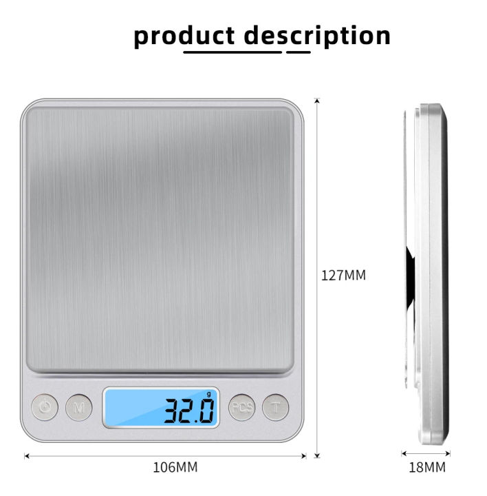 3Kg/500G 0.01g Digital Kitchen Scale Precision Scales Jewelry Weighing For Food Diet Postal ...