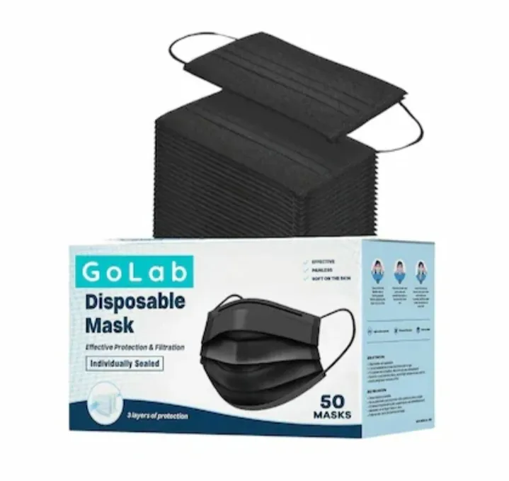 Black Surgical Style Masks High Quality Disposable, Smooth Cotton Feel ...