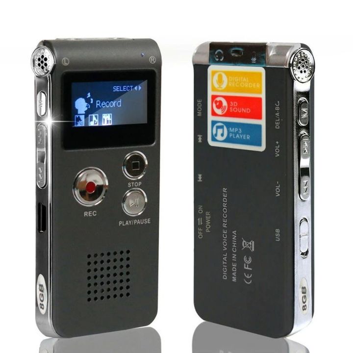8GB Voice Recorder MP3 Player Mini Sound Audio Recorder Professional ...