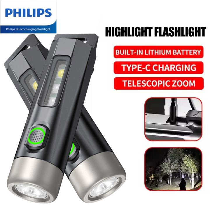 PHILIPS NEW Super Bright EDC Flashlight LED Rechargeable Mini EDC ...