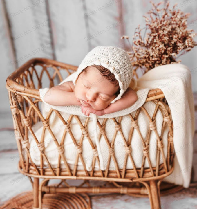 Newborn Photography Props Baby Basket Vintage Rattan Baby Bed Weaving ...