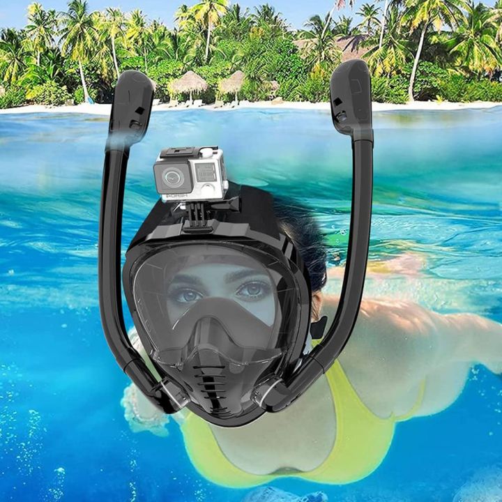 Full Face Snorkel Mask 180°Panoramic View Silicone Dry Top Snorkeling ...