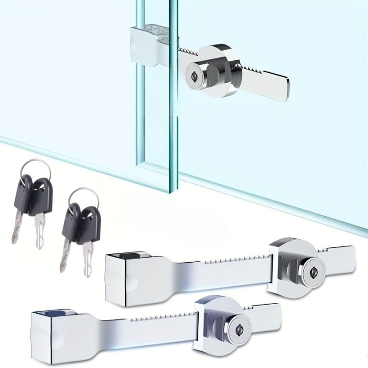 1-5Pcs Sliding Glass Door Lock With Key, Showcase With Chrome Finish ...