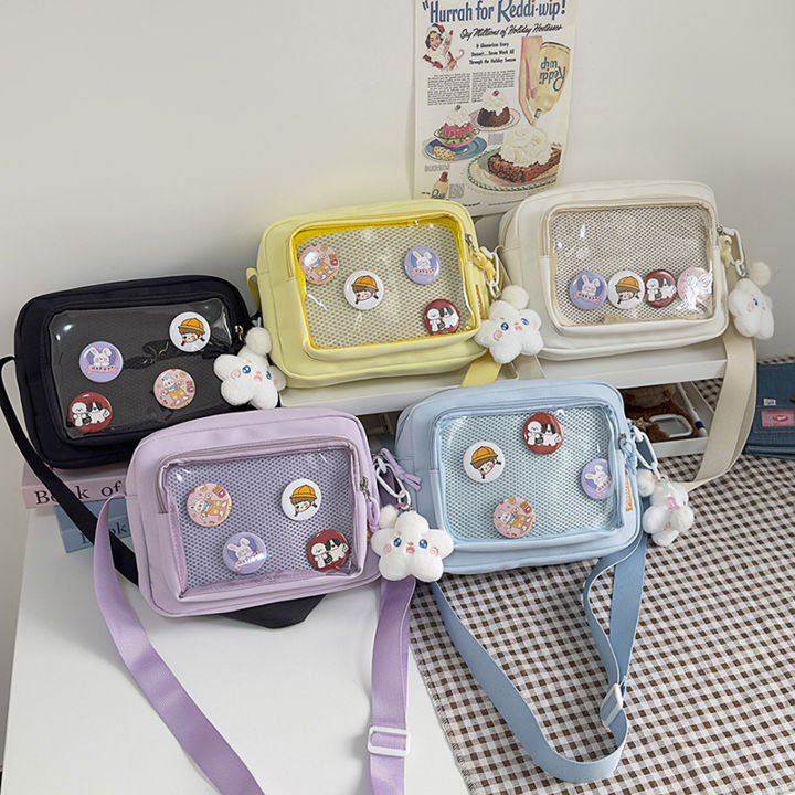 Ins Style Crossbody Bag with Transparent Badge Windows Korea Girl ...
