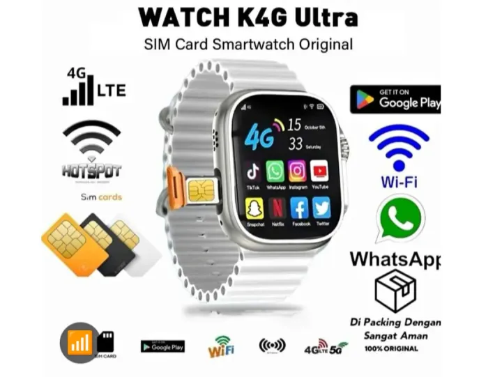 4G/5G Ultra Sim Android Smart Watch with HD Camera Google WIFI Tiktok ...
