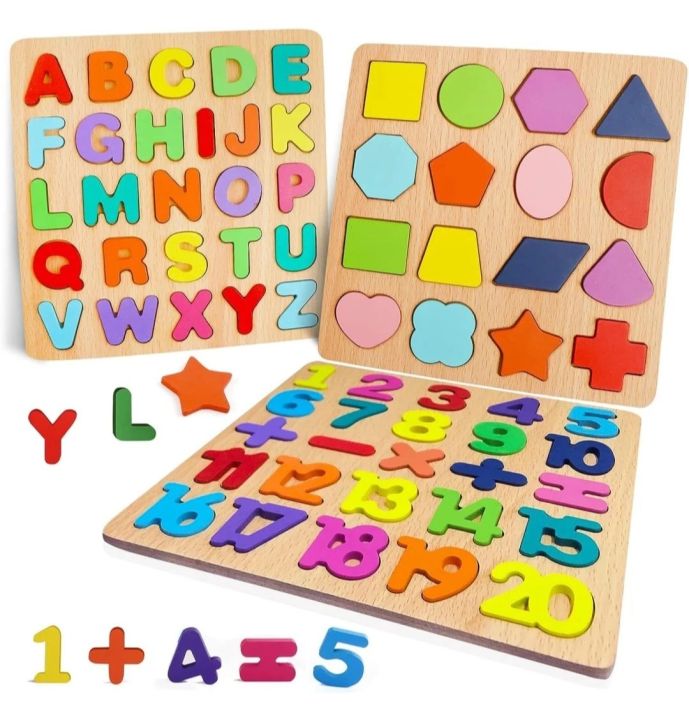 Wooden 3D Montessori ABC, Counting, and Shapes Board. Experience ...