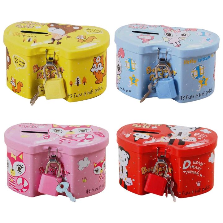 Metal Piggy Bank Coin Safe Storage Box with Lock fs 019 | Daraz.com.bd