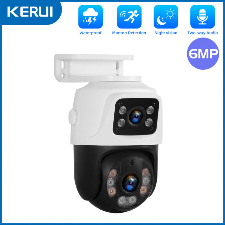 KERUI Outdoor Dual Lens PTZ 6MP POE IP Camera Home Security Camera Video CCTV Surveillance Onvif ...