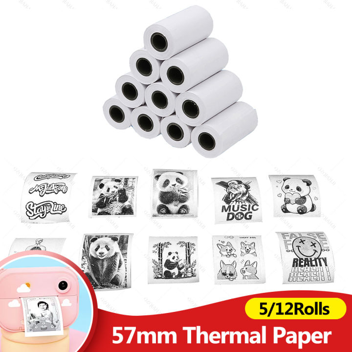 12 Rolls Kids Instant Camera Refill Print Paper 5Rolls Coreless Thermal ...