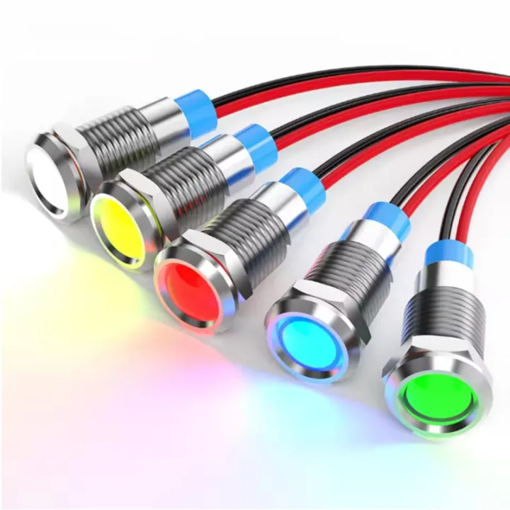 6mm LED waterproof metal indicator light signal light with wire 6V -12V ...