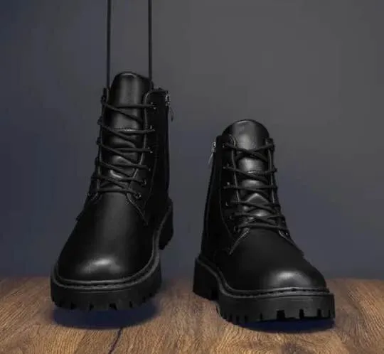 Black Leather Martin Boot With Zips In Premium Quality | Daraz.com.np