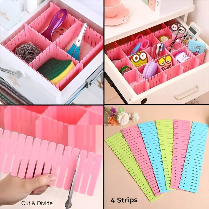 /4pcs - Pack of 4 Drawer Organizer Plastic Strips (Almost 9inch) | Daraz.pk