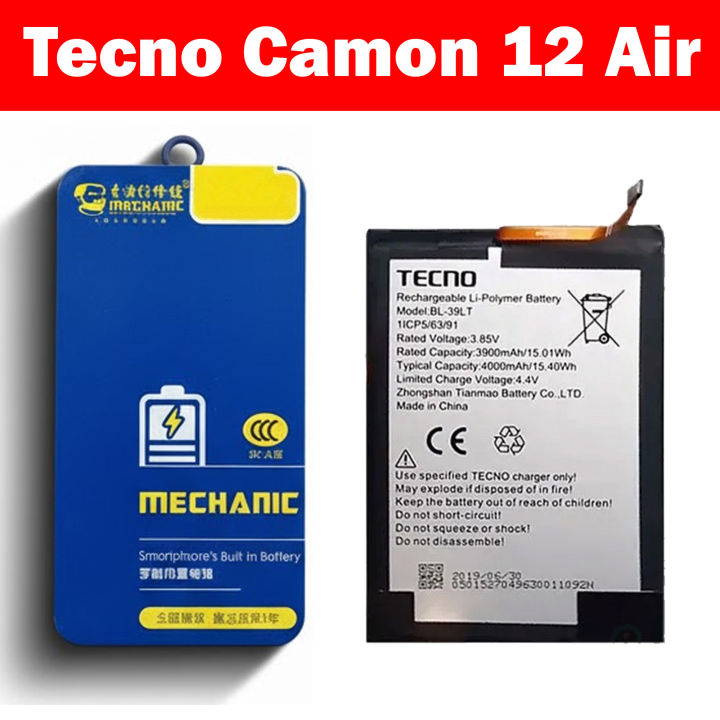 Tecno Camon 12 Air Original Battery BL-39LT, 4000mAh High Capacity ...