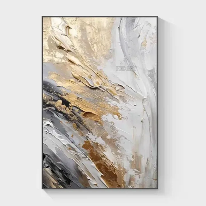 Large Size Contemporary Abstract Picture Golden Foil Canvas Paintings ...