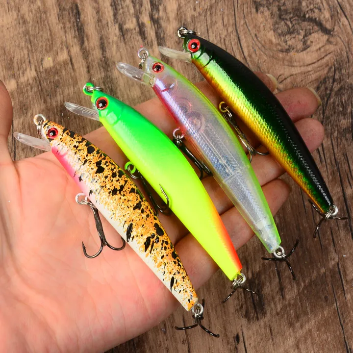 5pcs Casting Floating Minnow Hard Bait Sea Bass Saltwater Sea Fishing ...