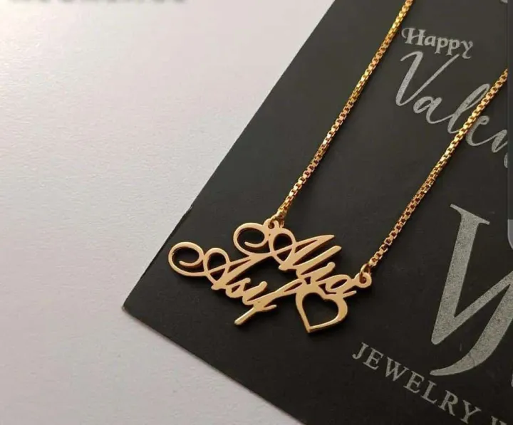 Customised simply eligent double name locket | Daraz.pk