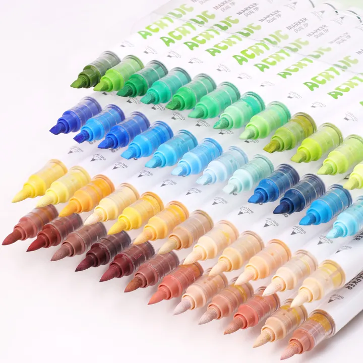 Acrylic Paint Markers,Dual Tip Brush & Chisel Tip Acrylic Paint Pens ...