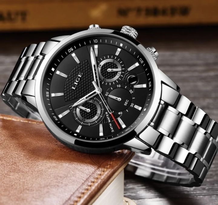 New LiGE Three Miter Stainless Steel Chein Chein Watch For Men | Daraz.lk