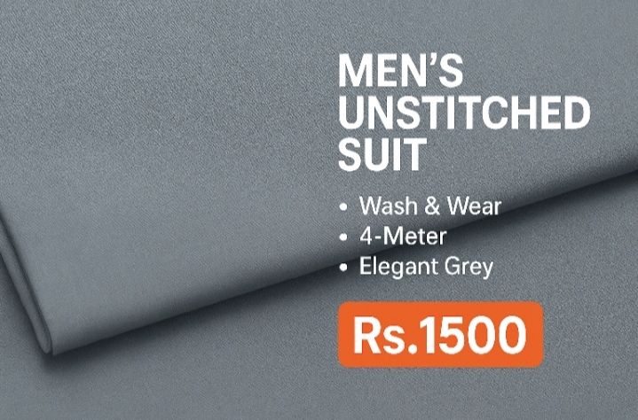 4. High Quality Men’s Unstitched Suit – Wash & Wear Fabric – Grey Color ...