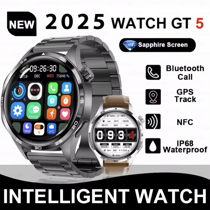 For Android IOS GT5 Smart Watch Waterproof Watch 5 Pro AMOLED HD Screen ...
