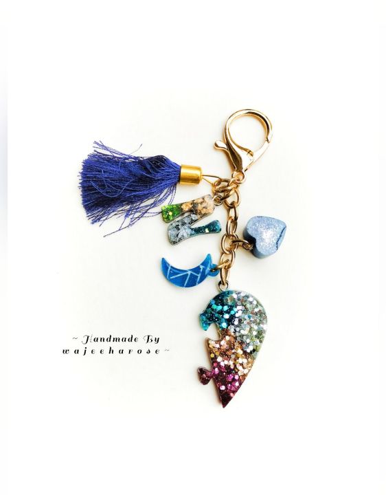 Half heart keychain with customize alphabet All letters are available A ...