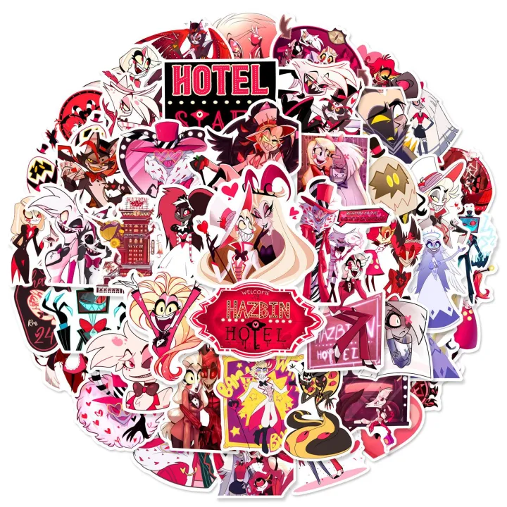 56Pcs Cartoon Helluva Boss Stickers Hazbin Hotel Decals PVC Waterproof ...