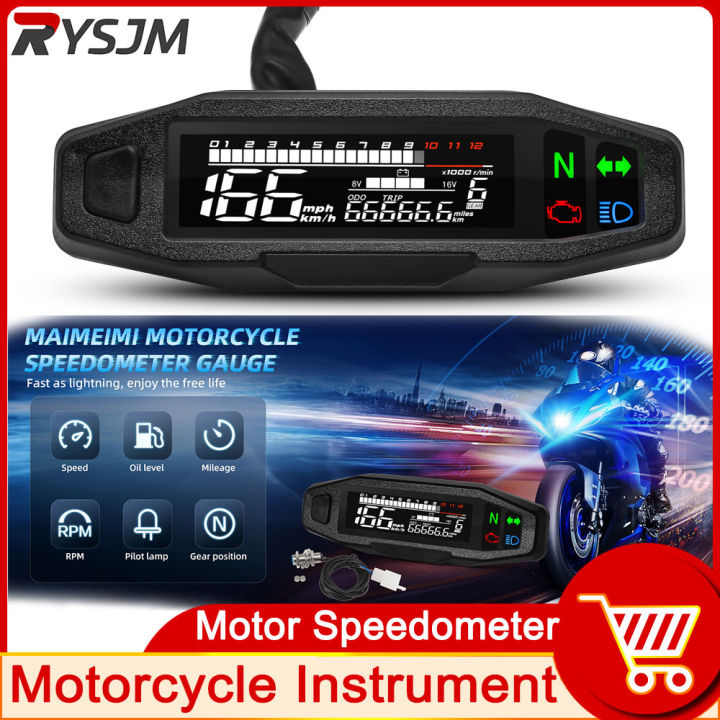 AD 12000 RPM Meter Motorcycle Tachometer + Turn Signal Light Indicator ...