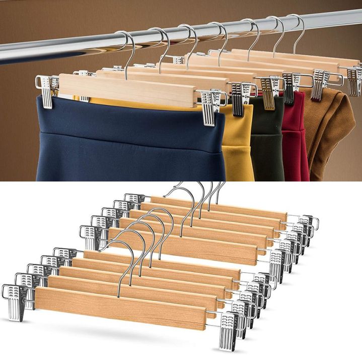 Wooden pent hanger (1,3,6,12 pieces) with high grade metal clips to ...