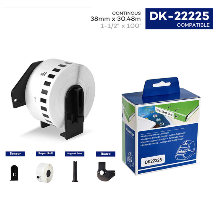 DK-22225 Label 38mm*30.48m Continuous Compatible Brother Label Printer ...