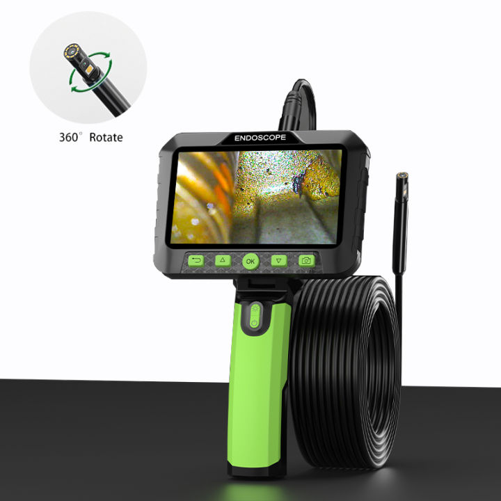 5'' IPS Handheld Endoscope 360° Auto Rotate 9.5mm 1080P HD Camera ...