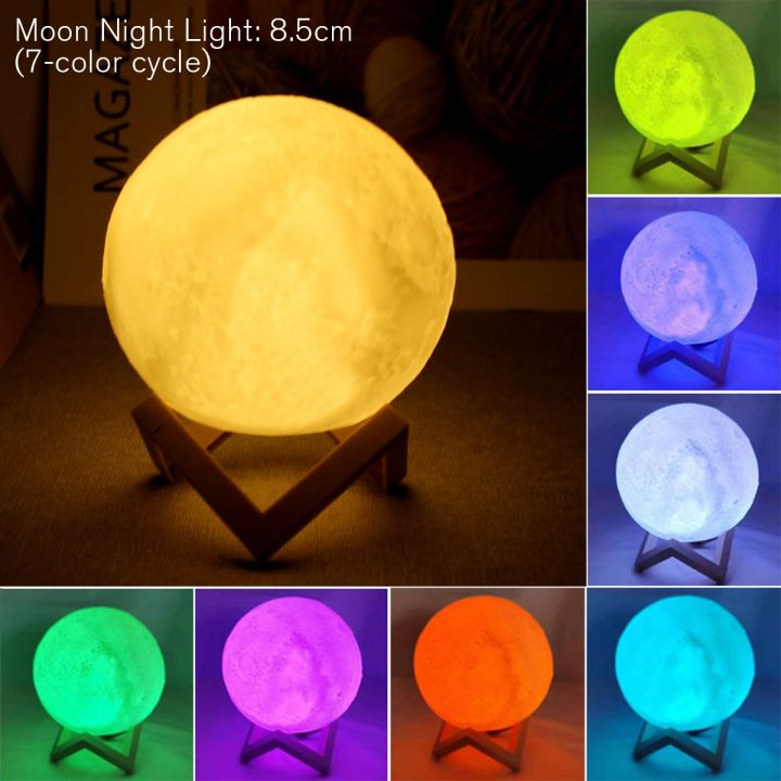 Moon Lamp LED Night Light Battery Powered With Stand Starry Lamp For ...