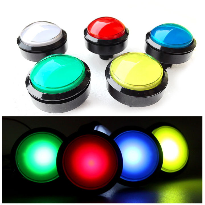 60mm Round Convex LED Illuminated Push Button Switch DC5V/12V Light Blub For Arcade Game Crane ...