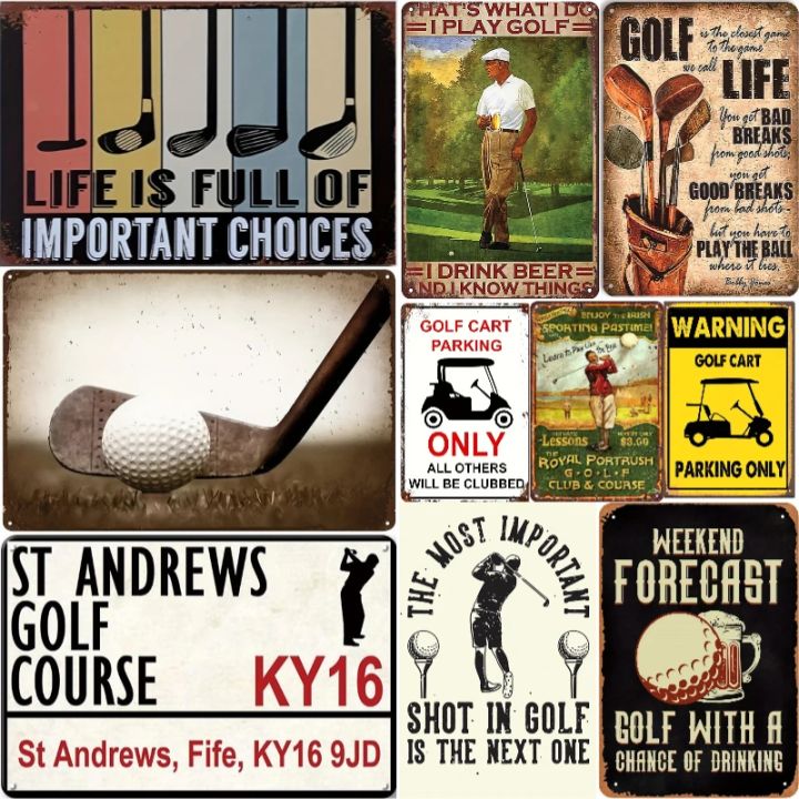 Vintage Metal Sign Golf Fun Gift Wall Art, Life Full Of Important ...