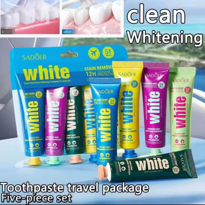 SADOER Travel Ingredient Whitening Toothpaste 5-piece Set Toothpaste ...