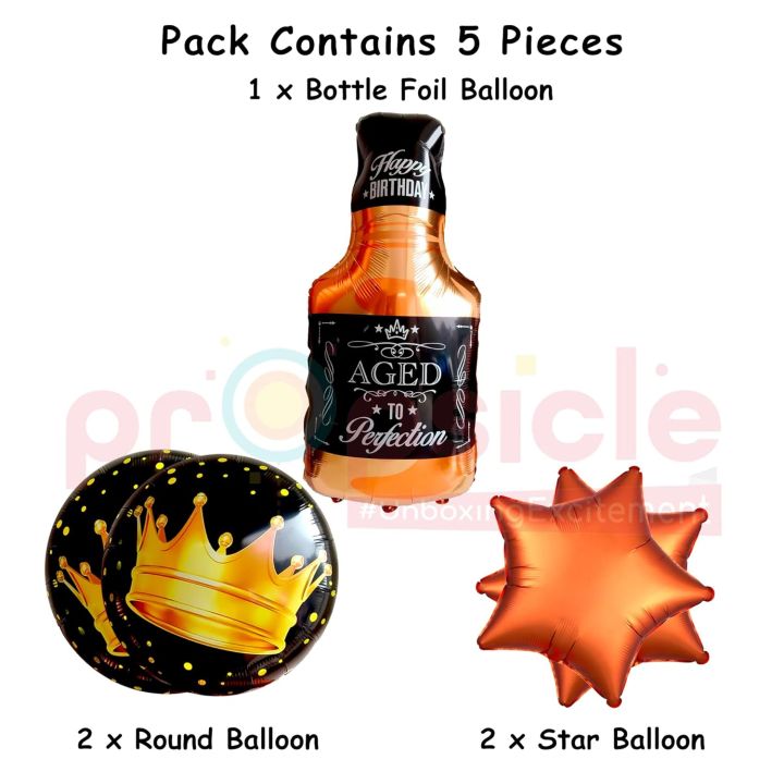 Whisky Bottle Foil Balloon Set – 5Pcs Birthday & Party Decoration ...
