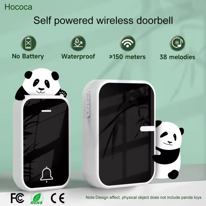 No Battery Panda Color Self Powered Wireless Doorbell 110v 220v ...