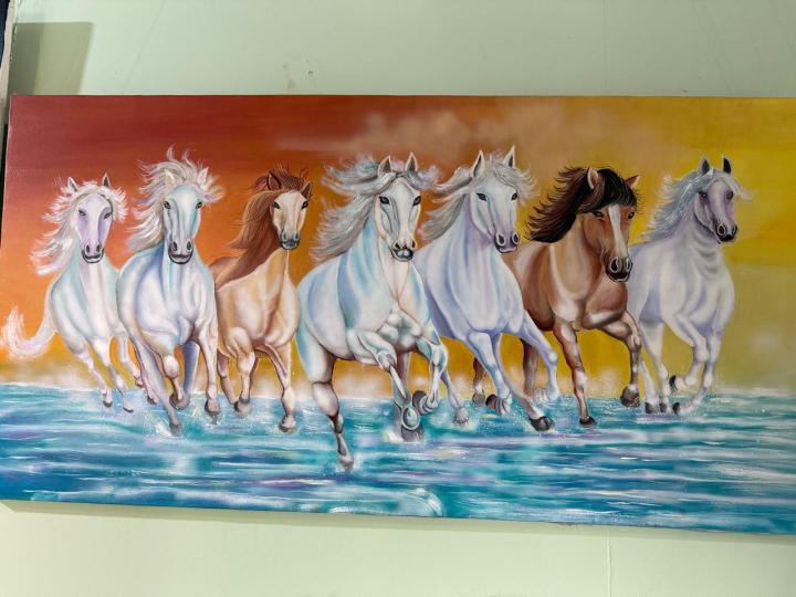 7 horse handmade (Acrylic on canvas painting ) | Daraz.com.np
