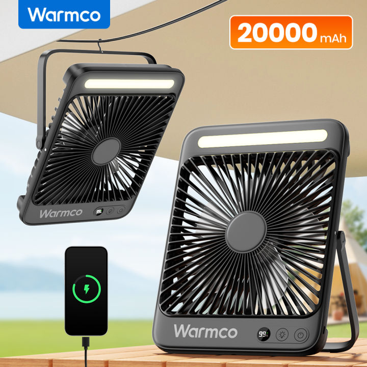 Warmco D4 Portable Desk Fan Rechargeable 20000mAh Camping Fan with ...