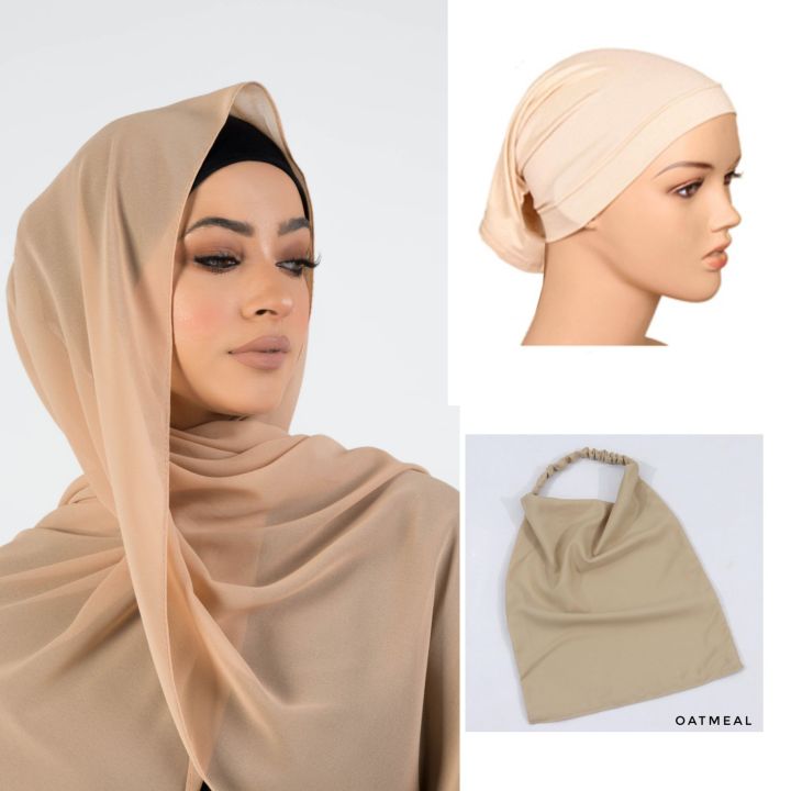 Pack of 3 Matching Hijab Set -chiffon stoller-hijab cap -Niqab Patti ...