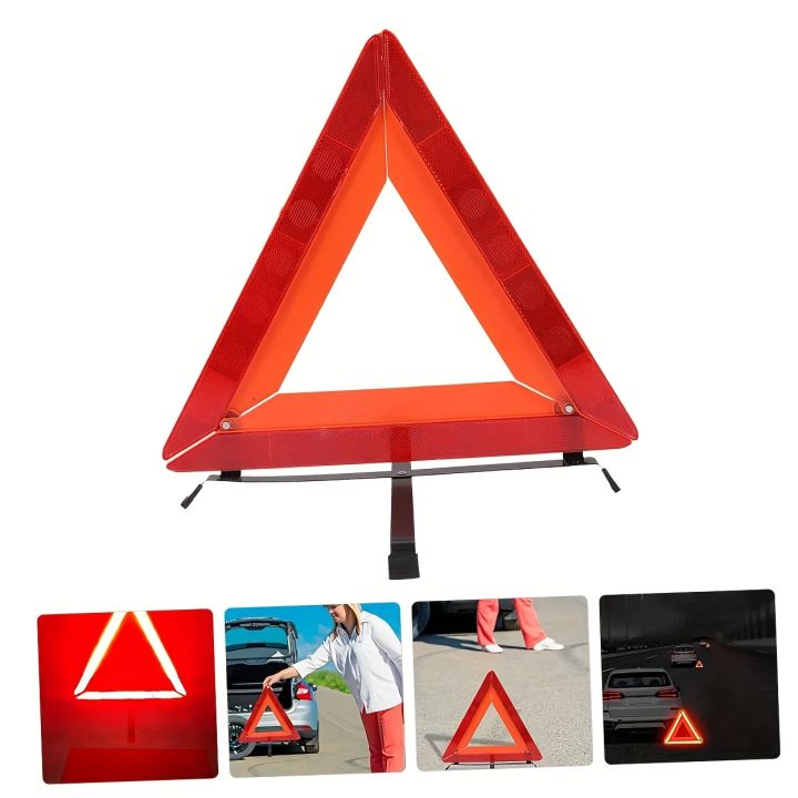 Car Triangle Red Reflective Tripod Foldable Frame Road Safety Hazard ...