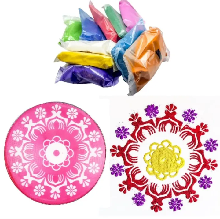 Combo Pack of Rangoli Making Jaldi And 10 Colored Sand Powders To Make ...