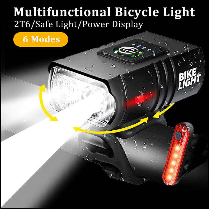Bicycle Light 2T6 LED Front USB Rechargeable MTB Mountain Bicycle Lamp ...