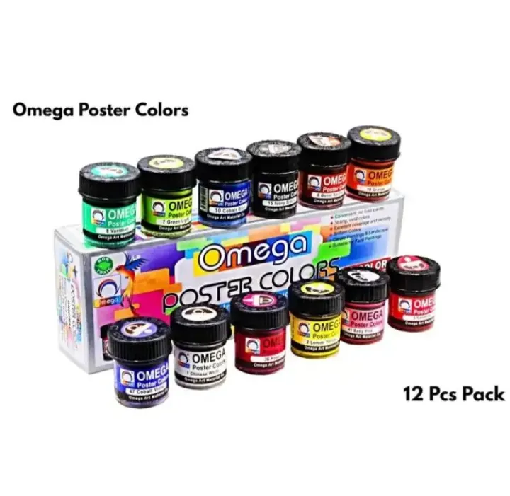 Omega Poster Colors Set - 12 Tubes, 30ML Each - Multicolor Paint Set ...