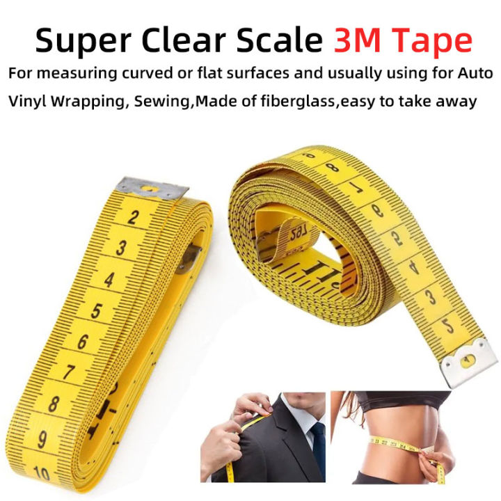 1PCS Yellow 3M Soft Sewing Tailor Tape Body Measure PVC Fiber Ruler ...