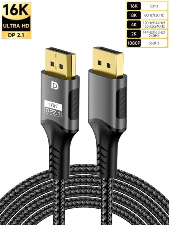 16K DP 2.1 8K@120Hz 4K@240Hz 80Gbps HDR Video Audio Displayport Cable ...