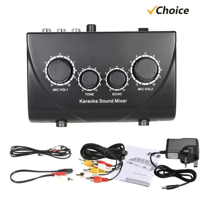 Portable Karaoke Sound Audio Stereo Echo Mixer Dual Microphone Inputs ...