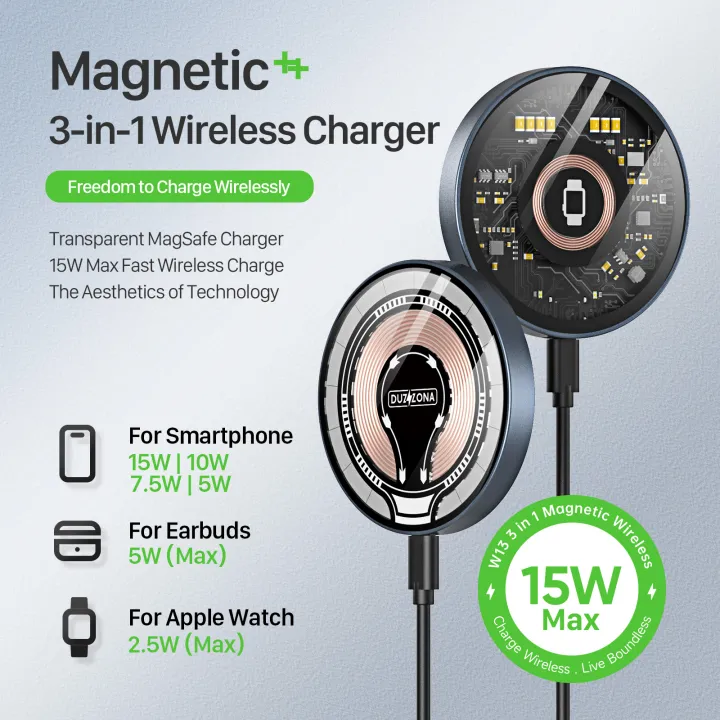 Transparent 3-in-1 Magnetic Wireless Charger for Apple Devices | Daraz.lk